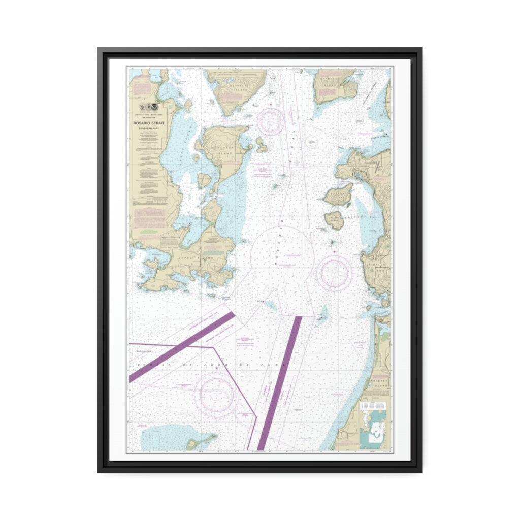 NOAA Nautical Chart 18429 Floating Frame Canvas Rosario Strait-southern ...