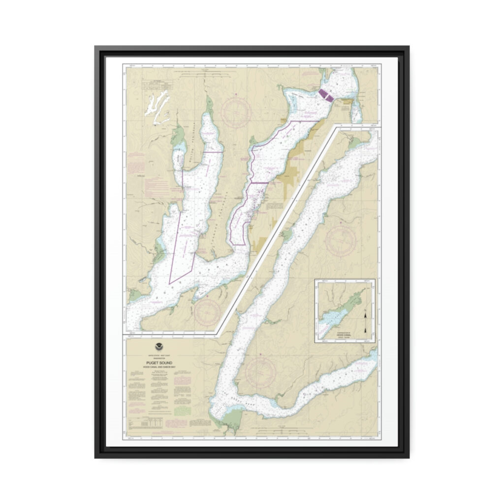 Puget Sound-Hood Canal and Dabob Bay NOAA Chart 18476 Floating Frame ...
