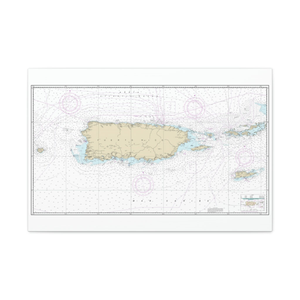 Puerto Rico and Virgin Islands NOAA Chart 25640 Wrapped Canvas | Chart ...