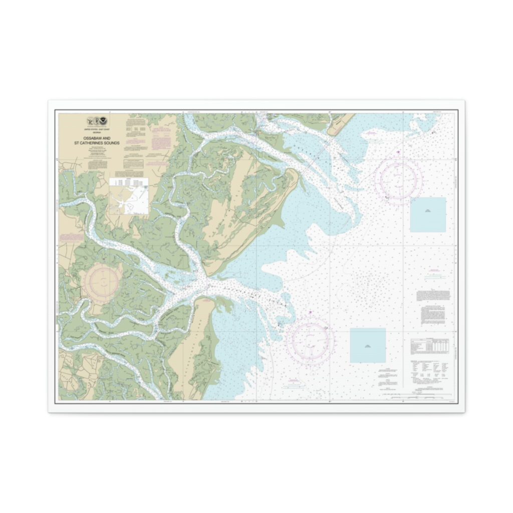 NOAA Nautical Chart 11511 Wrapped Canvas Ossabaw and St. Catherines Sounds