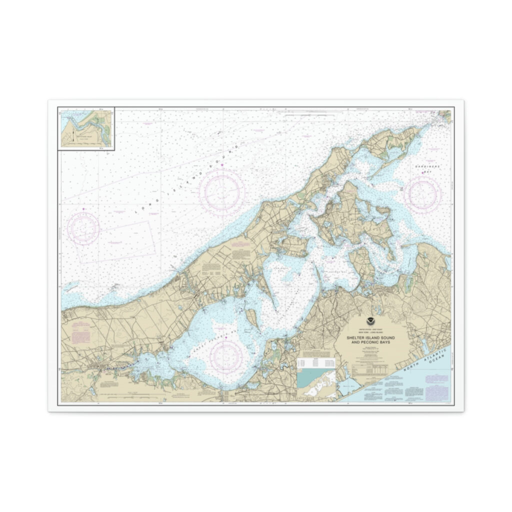 NOAA Nautical Chart 12358 Wrapped Canvas New York Long Island, Shelter ...