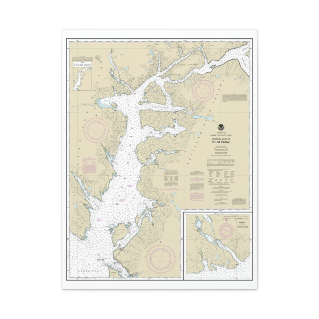 NOAA Nautical Chart 17422 Wrapped Canvas Behm Canal-western part