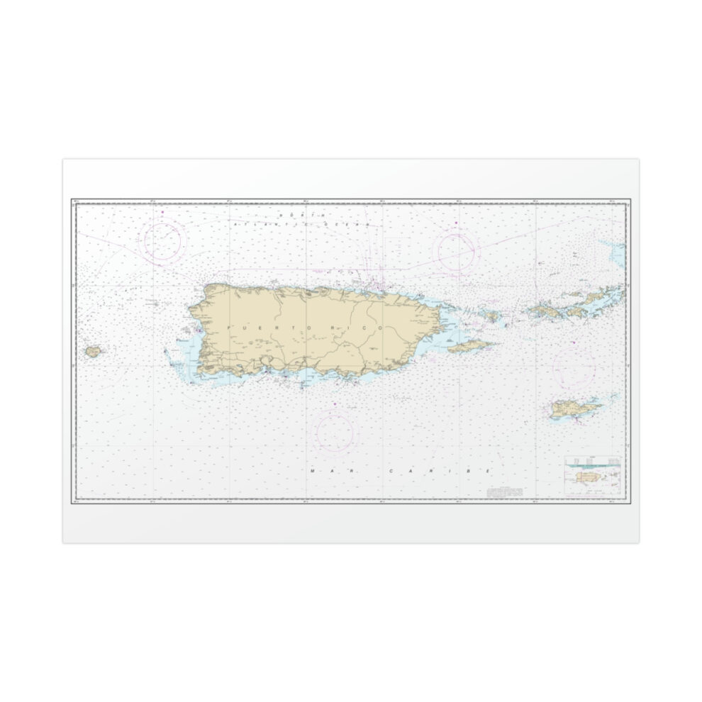 NOAA Nautical Chart 25640 Rolled Poster Puerto Rico and Virgin Islands