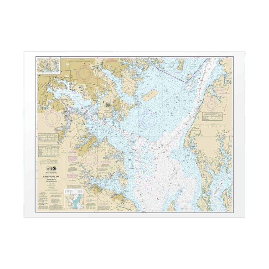 NOAA Nautical Chart 12278 Rolled Poster Chesapeake Bay Approaches to ...
