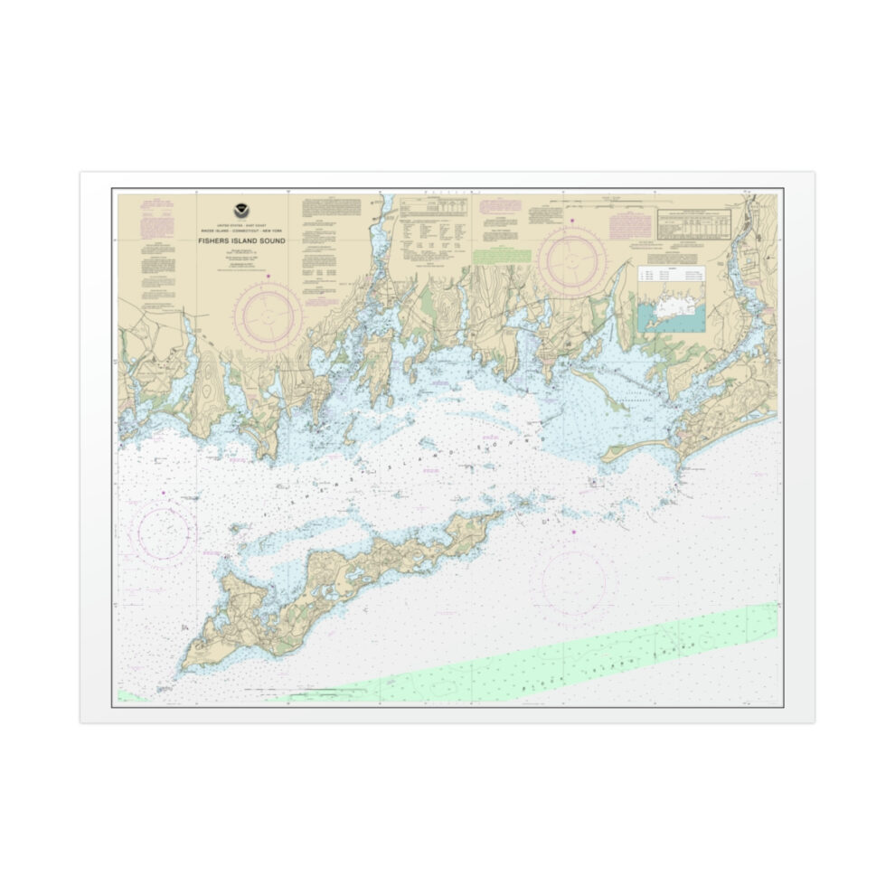 NOAA Nautical Chart 13214 Rolled Poster Fishers Island Sound