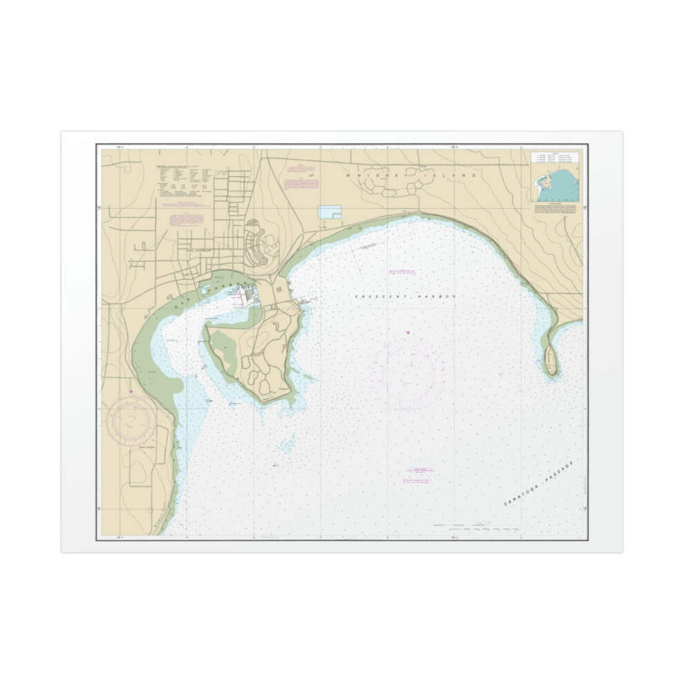 NOAA Nautical Chart 18428 Rolled Poster Oak and Crescent Harbors