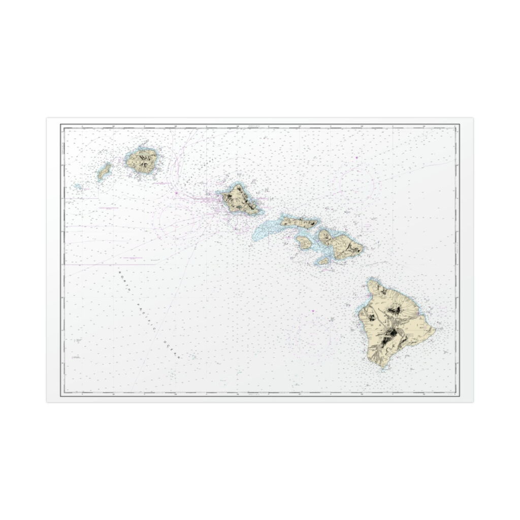 NOAA Nautical Chart 19004 Rolled Poster Hawaiian Islands