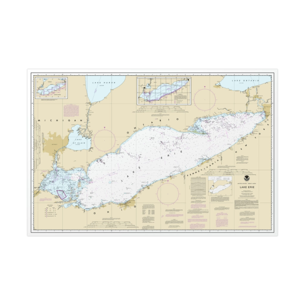 NOAA Nautical Chart 14820 Rolled Poster Lake Erie