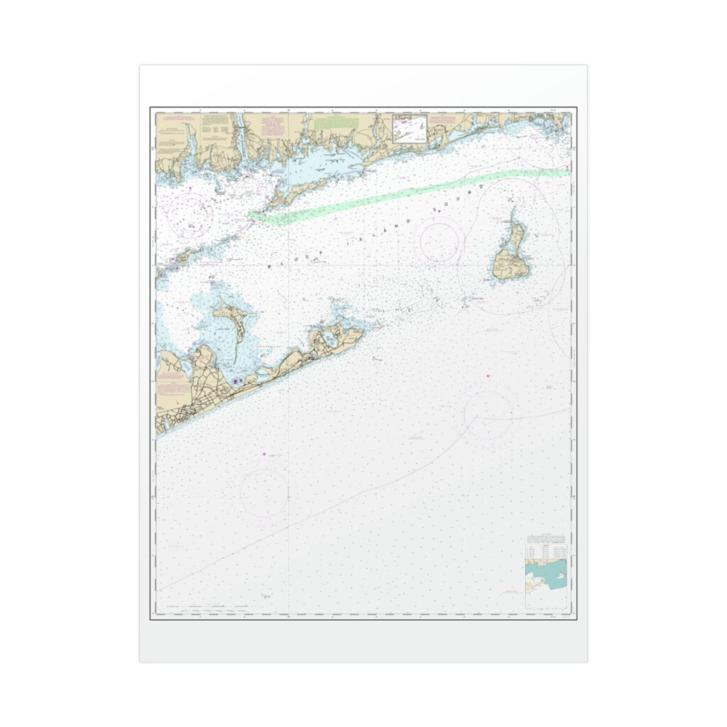 NOAA Nautical Chart 13205 Rolled Poster Block Island Sound and Approaches