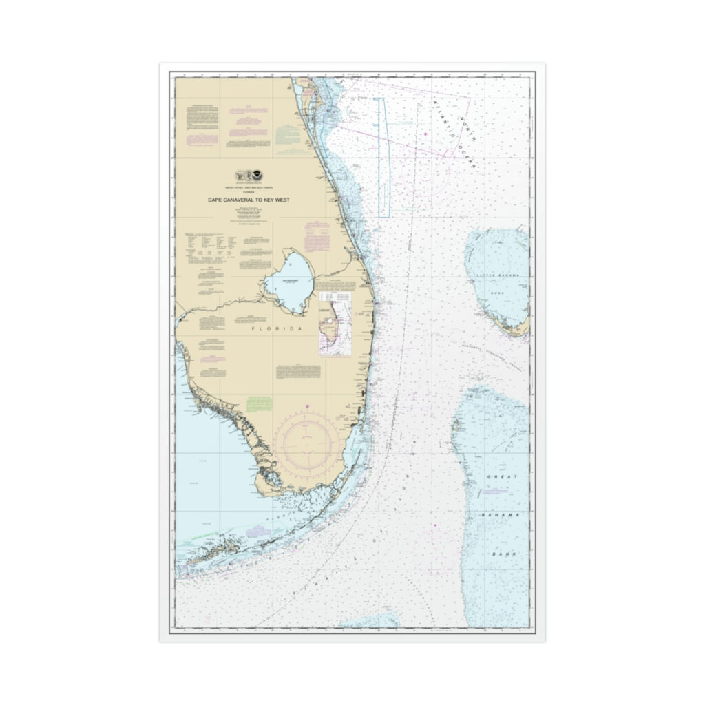 Chart 11460 Cape Canaveral to Key West – NOAA Nautical Chart Rolled ...