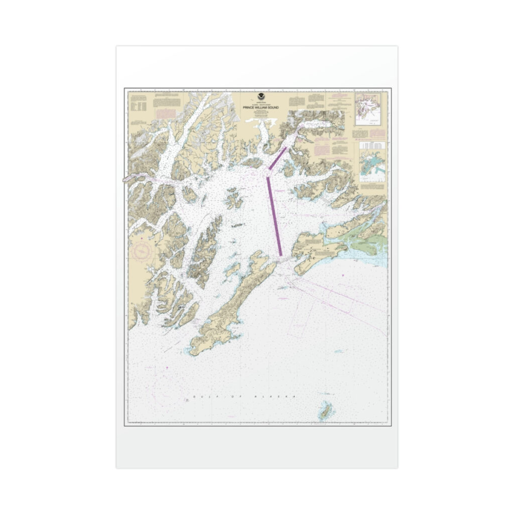 NOAA Nautical Chart 16700 Rolled Poster Prince William Sound