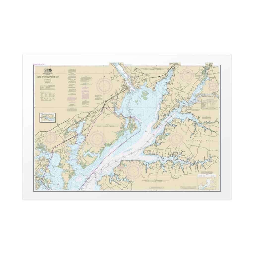 NOAA Nautical Chart 12274 Rolled Poster Head of Chesapeake Bay