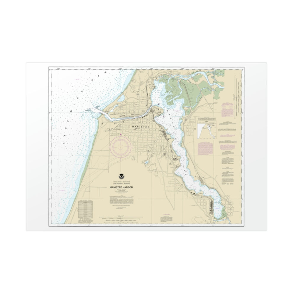 NOAA Nautical Chart 14938 Rolled Poster Manistee Harbor and Manistee Lake