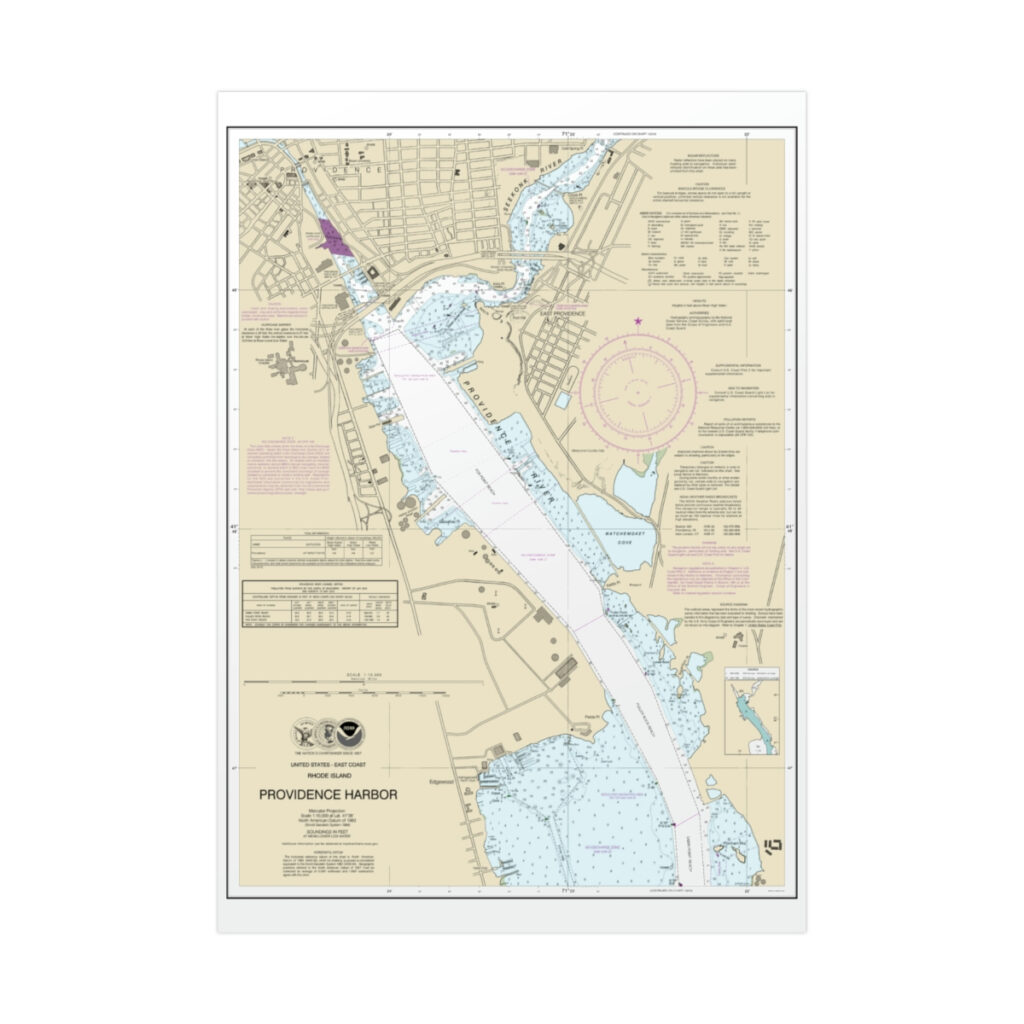 NOAA Nautical Chart 13225 Rolled Poster Providence Harbor