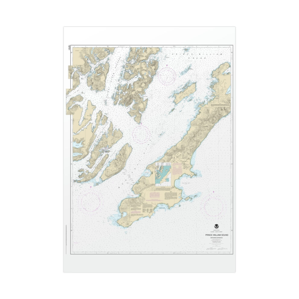 NOAA Nautical Chart 16701 Rolled Poster Prince William Sound-western ...