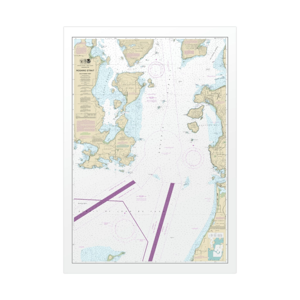 NOAA Nautical Chart 18429 Rolled Poster Rosario Strait-southern part